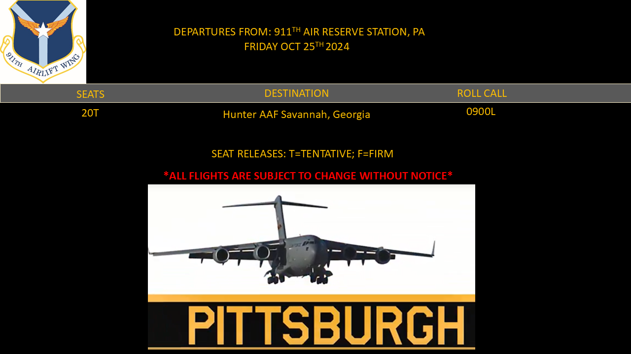 Pittsburgh Air Reserve Station > About Us > Space A Program